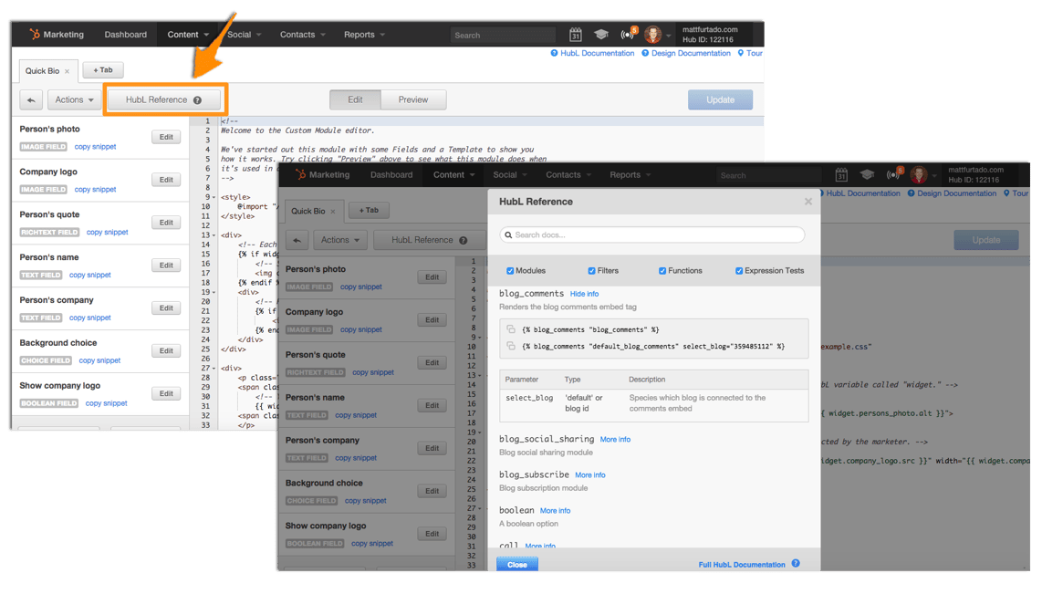 HubSpot COS Updates: In-App HubL Documentation