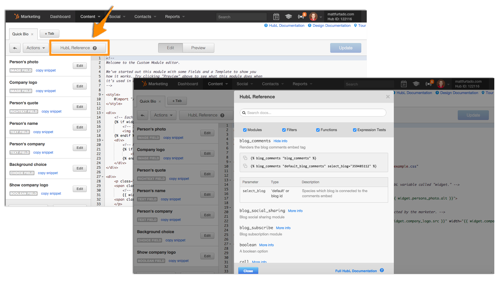 HubSpot COS Updates: In-App HubL Documentation